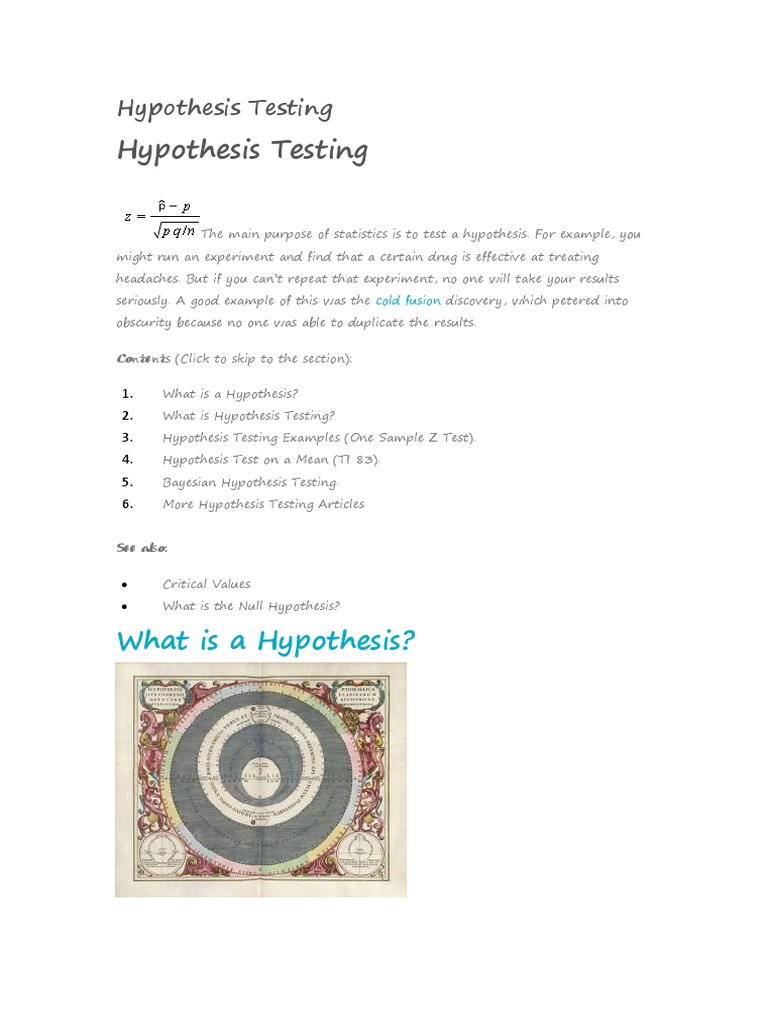 Hypothesis Testing | PDF | Statistical Hypothesis Testing | Type I And ...