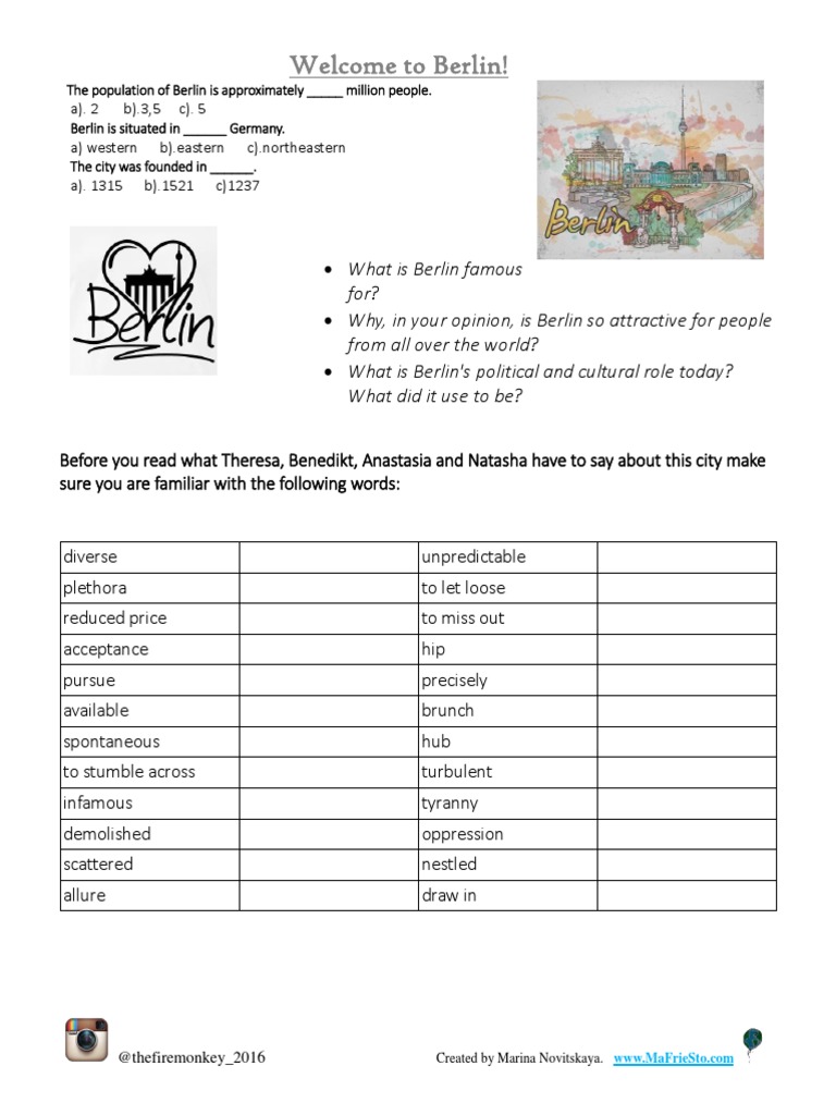 Reading Comprehension and Exercises - Berlin PDF | PDF | Berlin