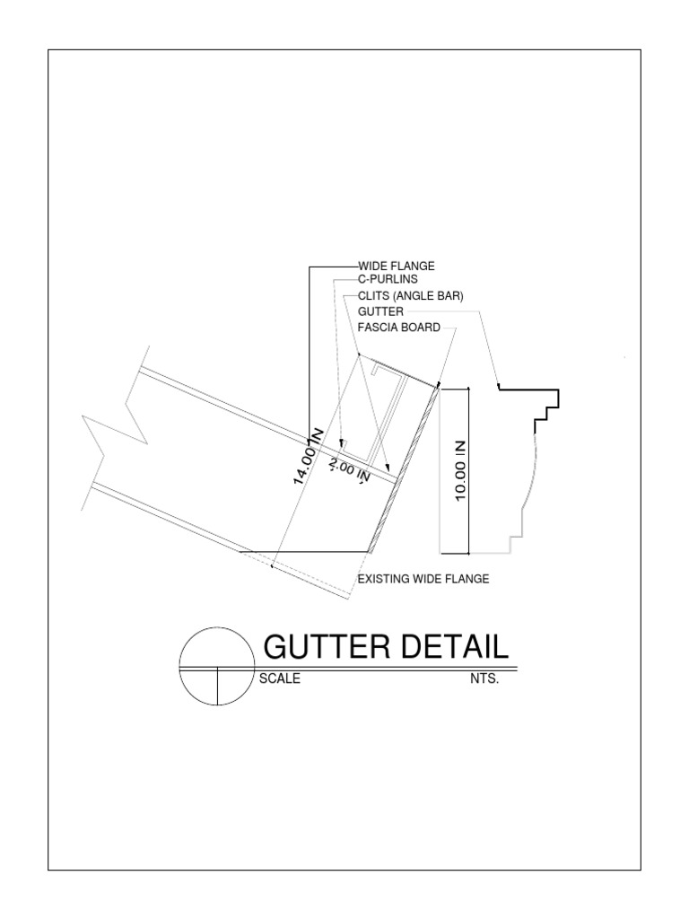 Gutter Detail: Wide Flange C-Purlins Clits (Angle Bar) Gutter Fascia ...