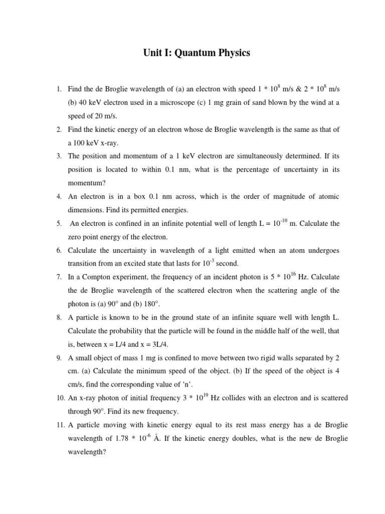 Quantum Mechanics Problems | Electronvolt | Electron