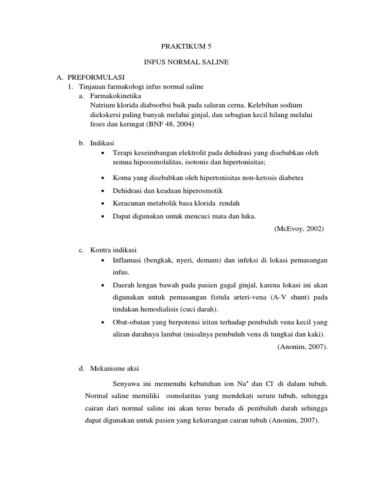 PRAKTIKUM 5 Infus Normal Saline | PDF
