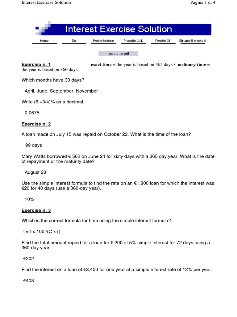 Interest Exercise Solution | PDF | Demand For Money | Interest