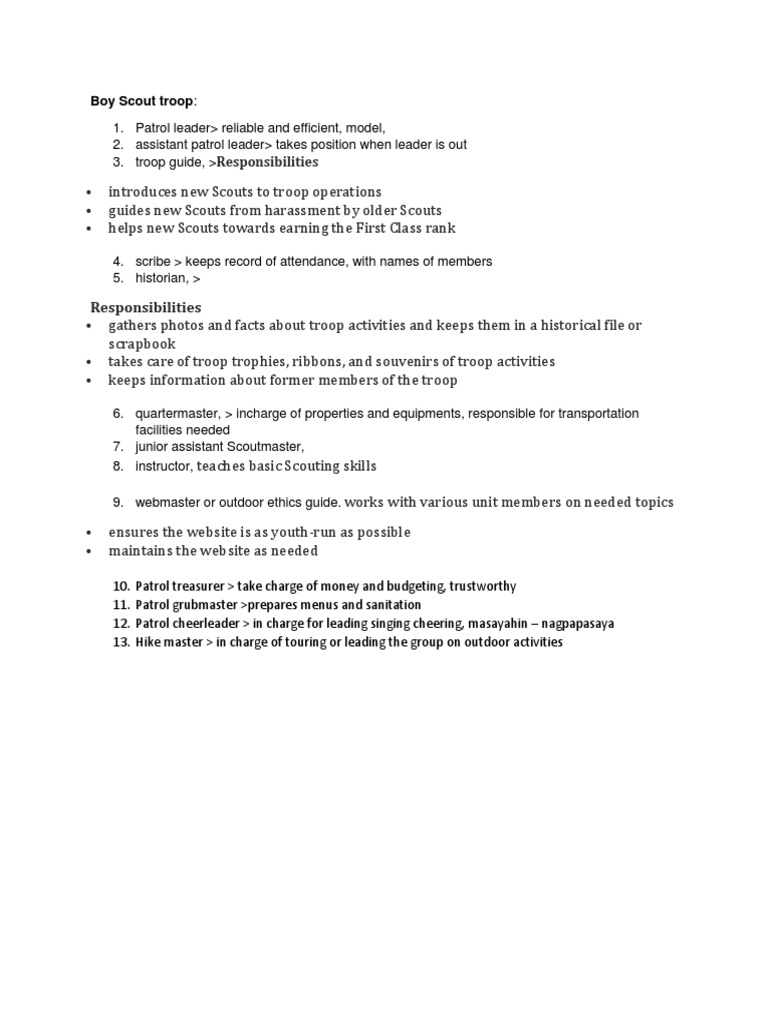 Boy Scout Leadership Positions Overview | PDF | Career & Growth