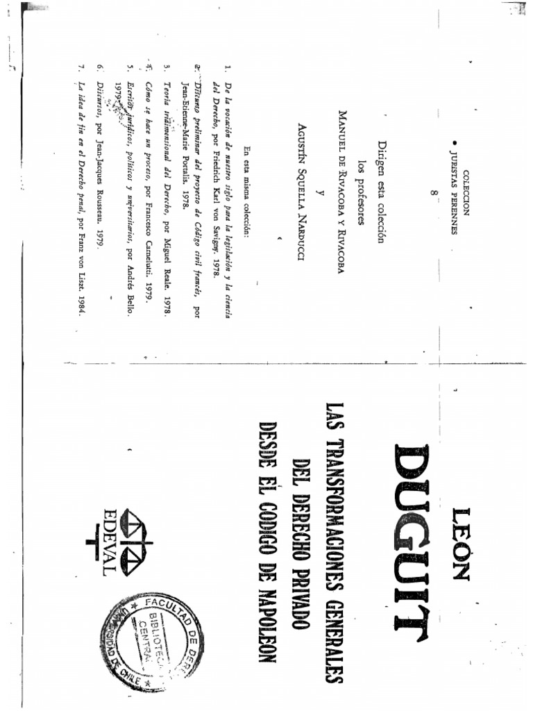 Duguit Las Transformaciones Generales Del Derecho Privado Desde El C Digo de Napole N PDF | PDF
