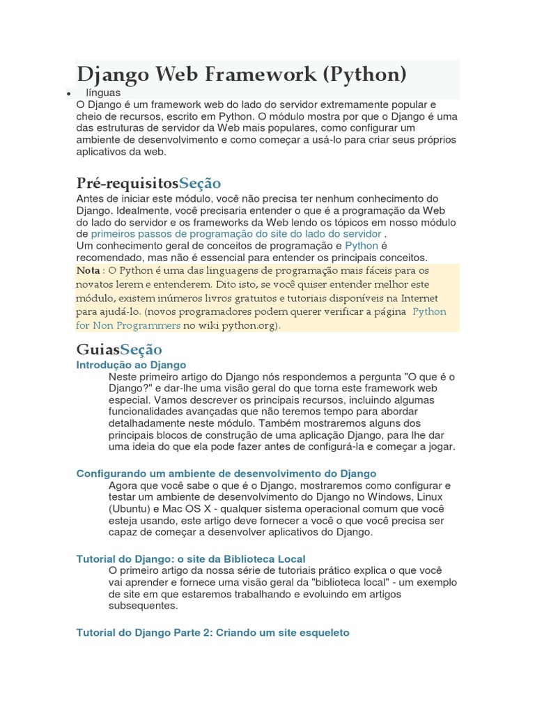 Documentação Django | PDF | Python (linguagem de programação ...