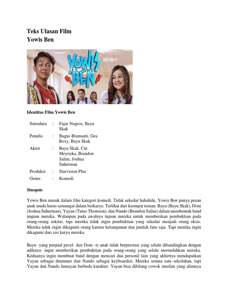 Teks Ulasan Film Yo Wis Ben | PDF