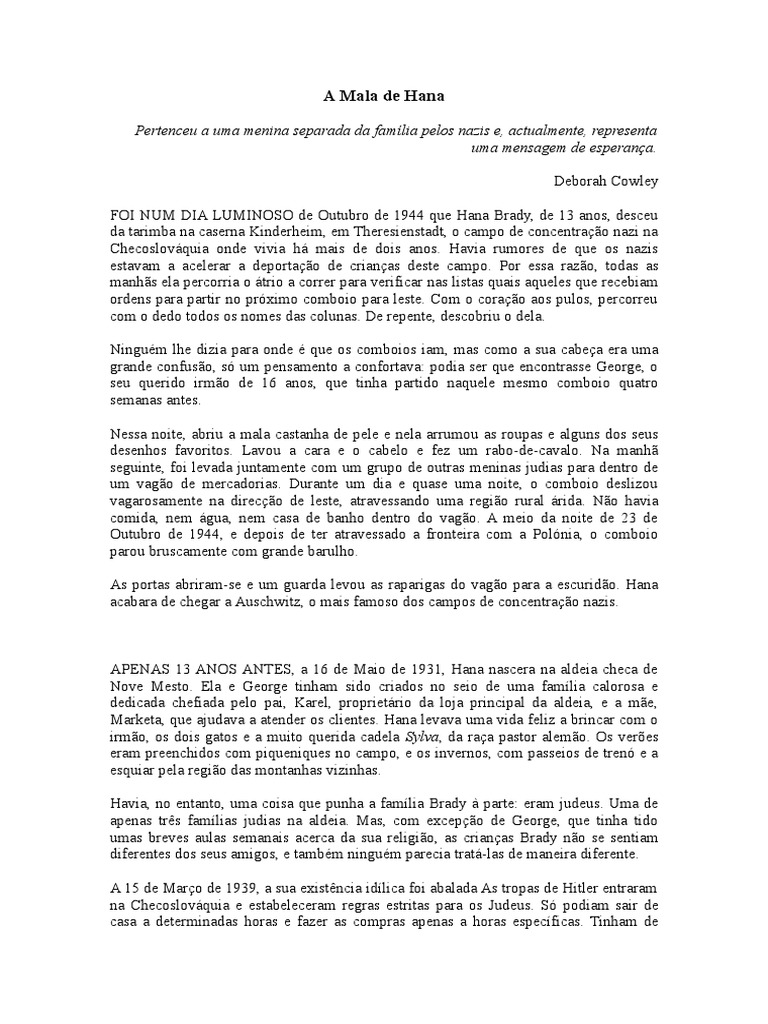 A Mala de Hana | PDF | Campo de concentração de Auschwitz | O Holocausto