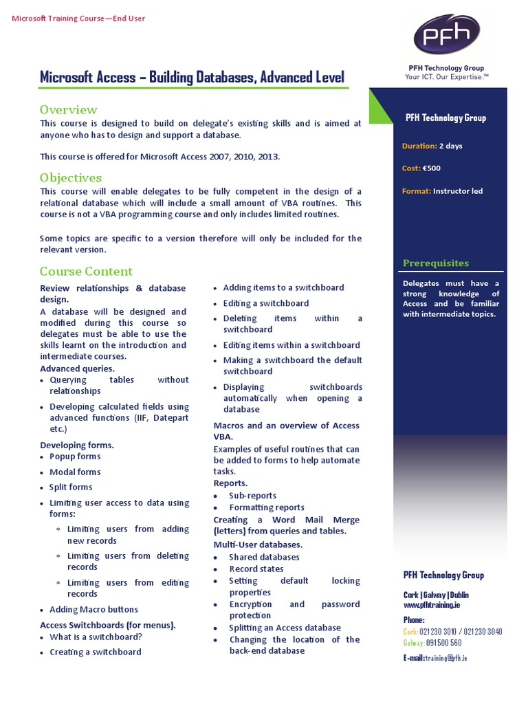 Access Advanced PDF | PDF | Microsoft Access | Visual Basic For Applications