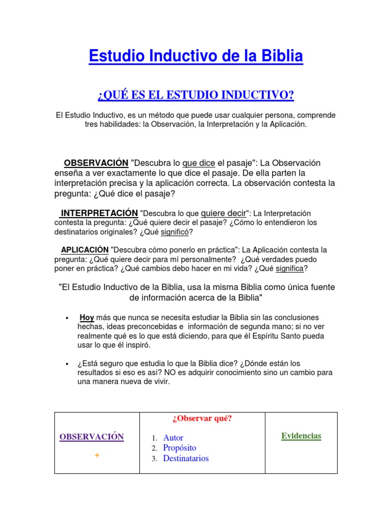 Guía de Estudio Inductivo Bíblico | PDF | Biblia | Razonamiento inductivo