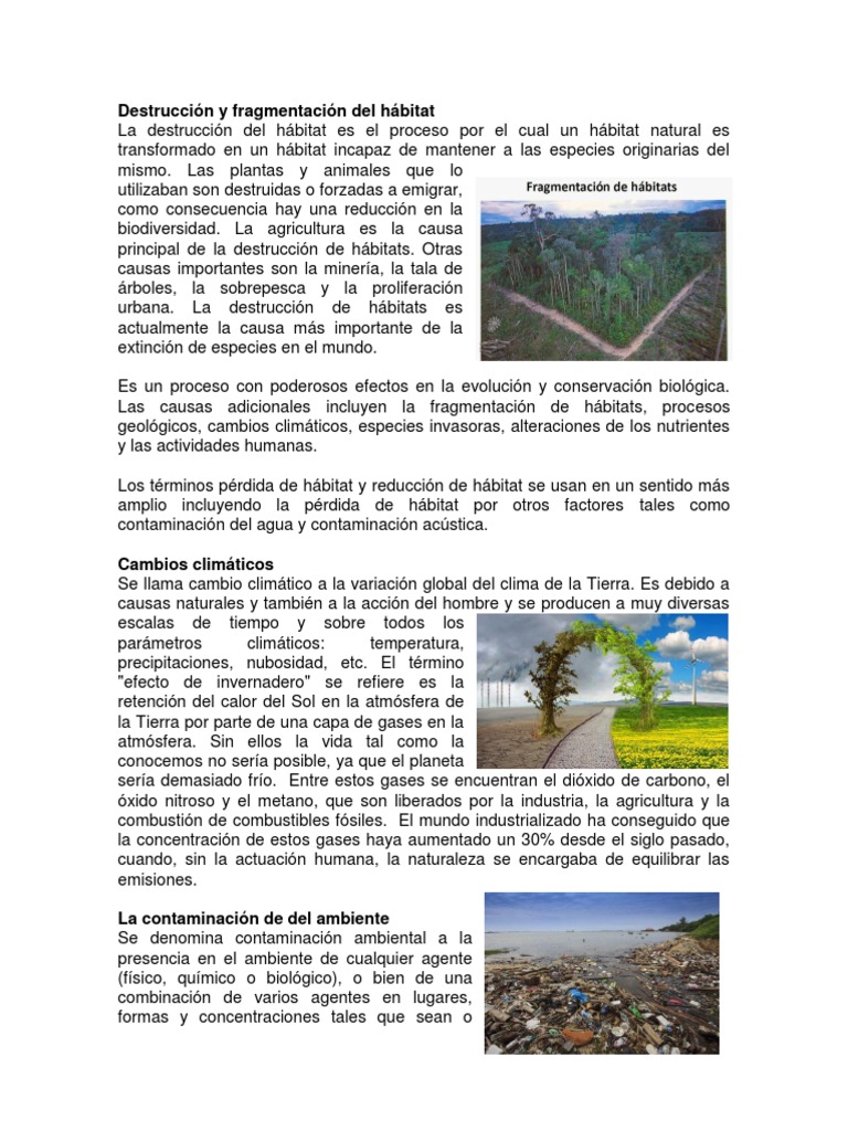 Destrucción y Fragmentación Del Hábitat | Destrucción del habitát | Cambio climático