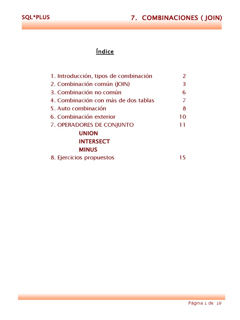 Combinaciones (Joins) Anterior Version | PDF | SQL | Bases de datos