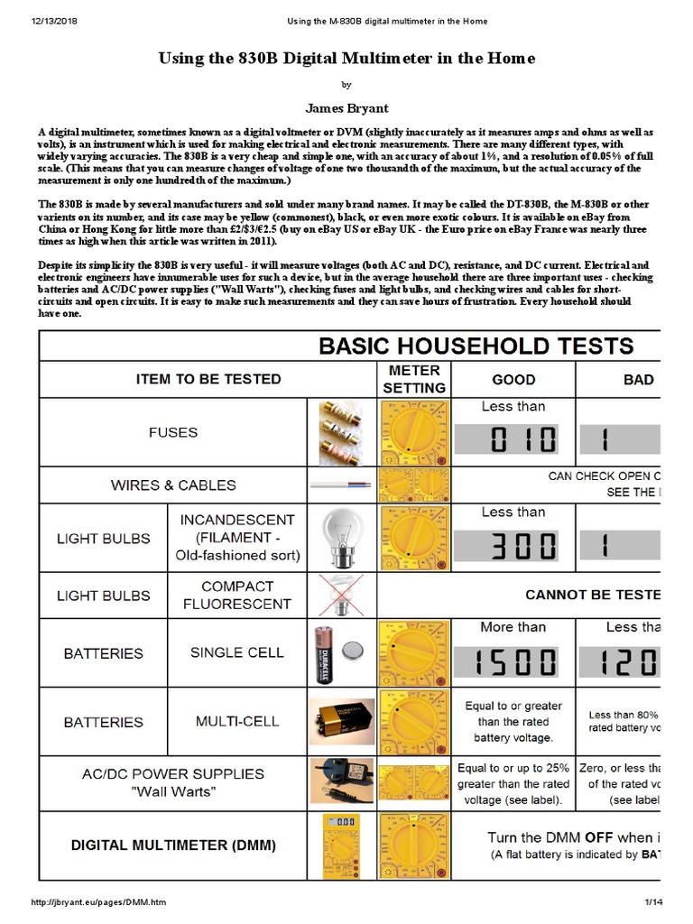 Using The M-830B Digital Multimeter in The Home | PDF | Battery Charger ...
