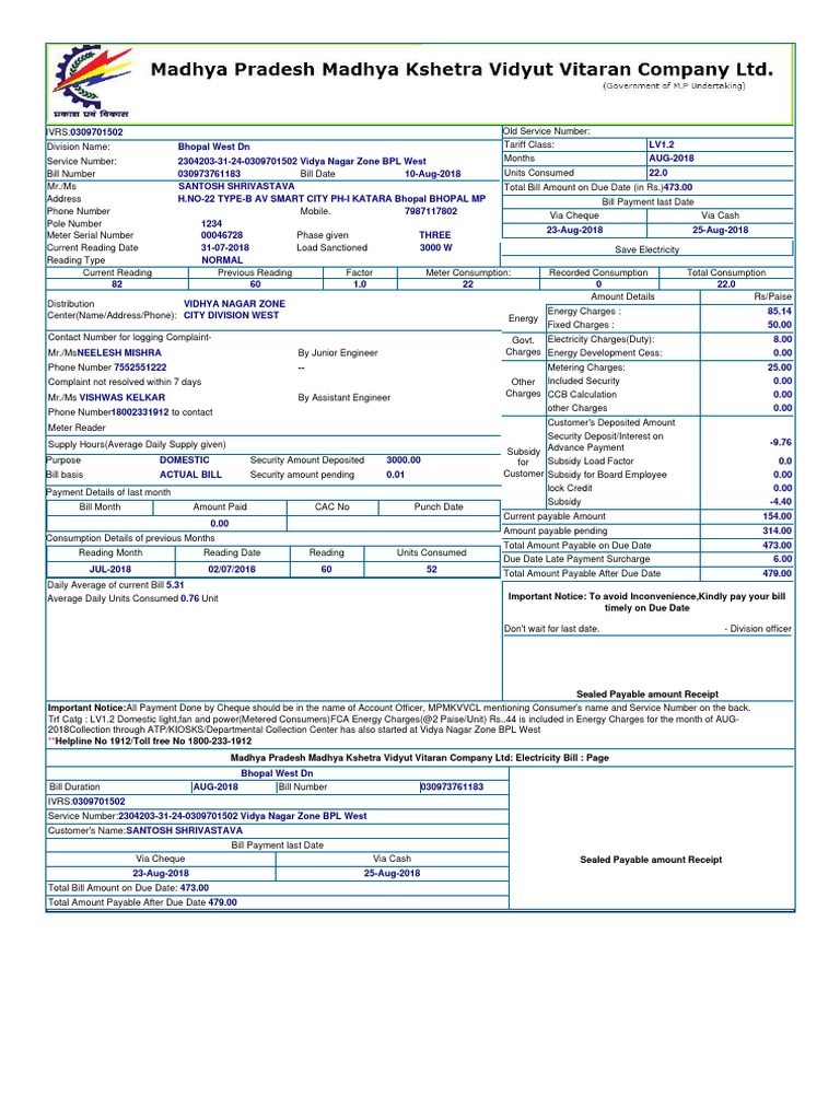 Electricity Bill Receipt | PDF | Cheque | Payments