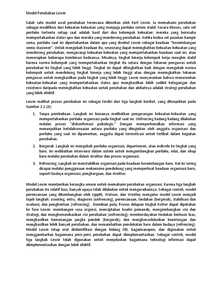 Model Perubahan Lewin | PDF