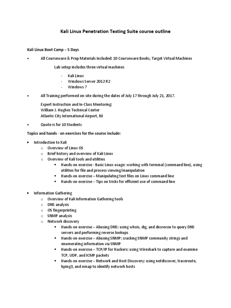 Kali Linux Course Requirements | PDF | Exploit (Computer Security ...