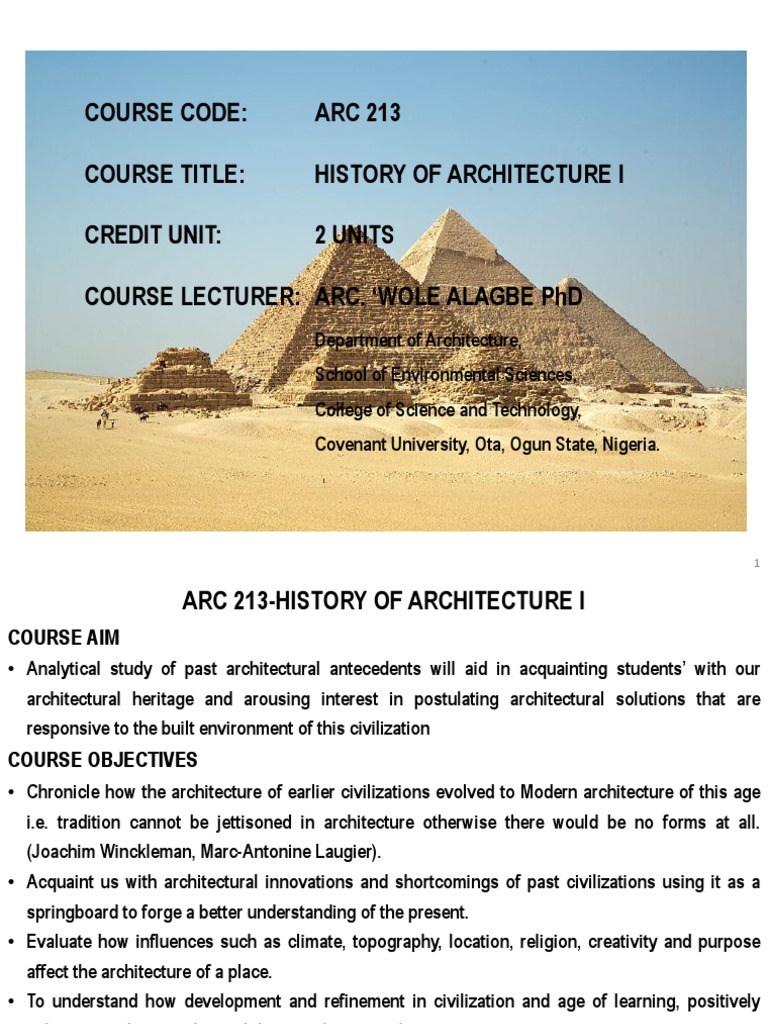 ARC 213 History of Architecture Lecture Notes | PDF | Egyptian Pyramids ...