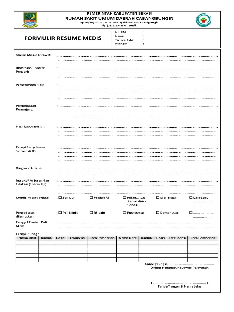 Form Resume Medis | PDF