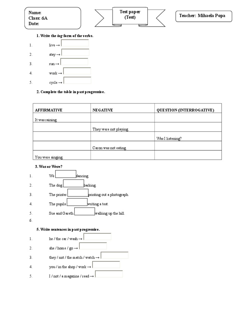 Verb Tenses Practice Test | PDF
