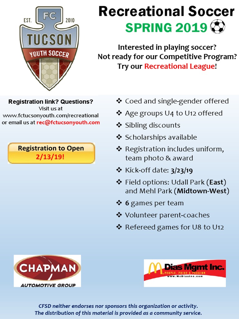 2019 Spring Rec Flyer - Cfsd-2 | PDF | Sports & Recreation