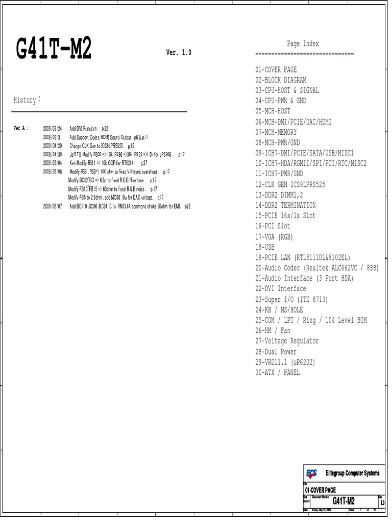 Ecs Motherboard G41t M V