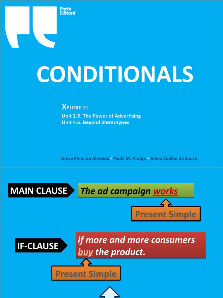Conditionals: Unit 2.5. The Power of Advertising Unit 4.6. Beyond ...
