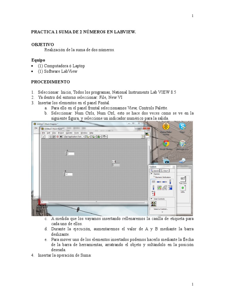 Practica 1 Suma De 2 Números En Labview. Objetivo | Redes sociales y ...