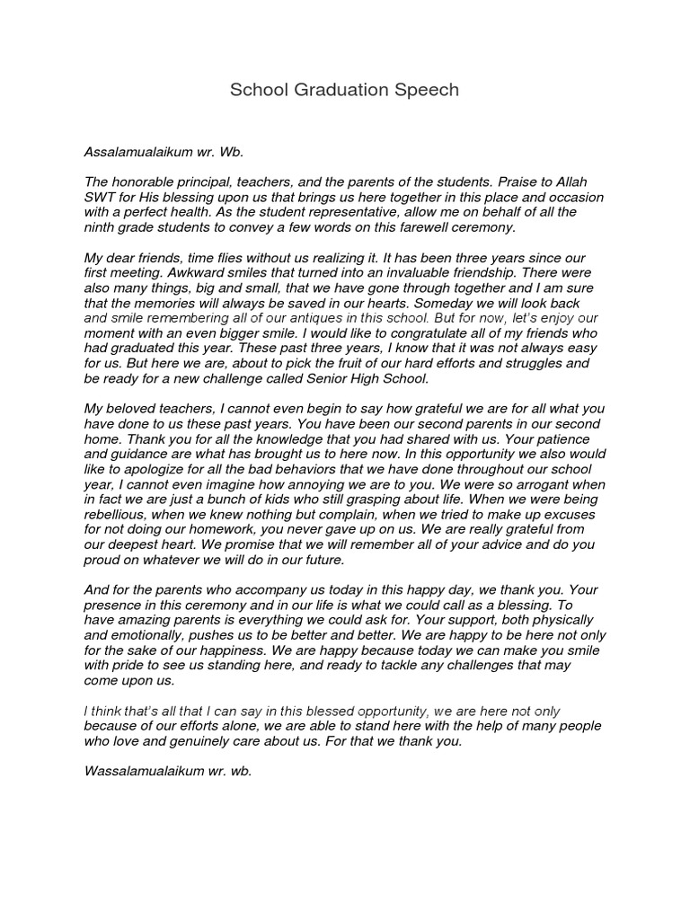 School Graduation Speech | PDF | Gratitude