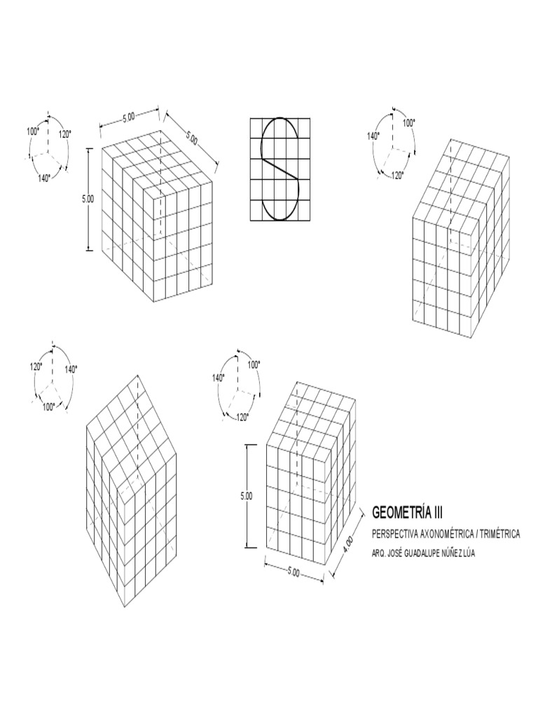 Geometría Iii: Perspectiva Axonométrica / Trimétrica | PDF