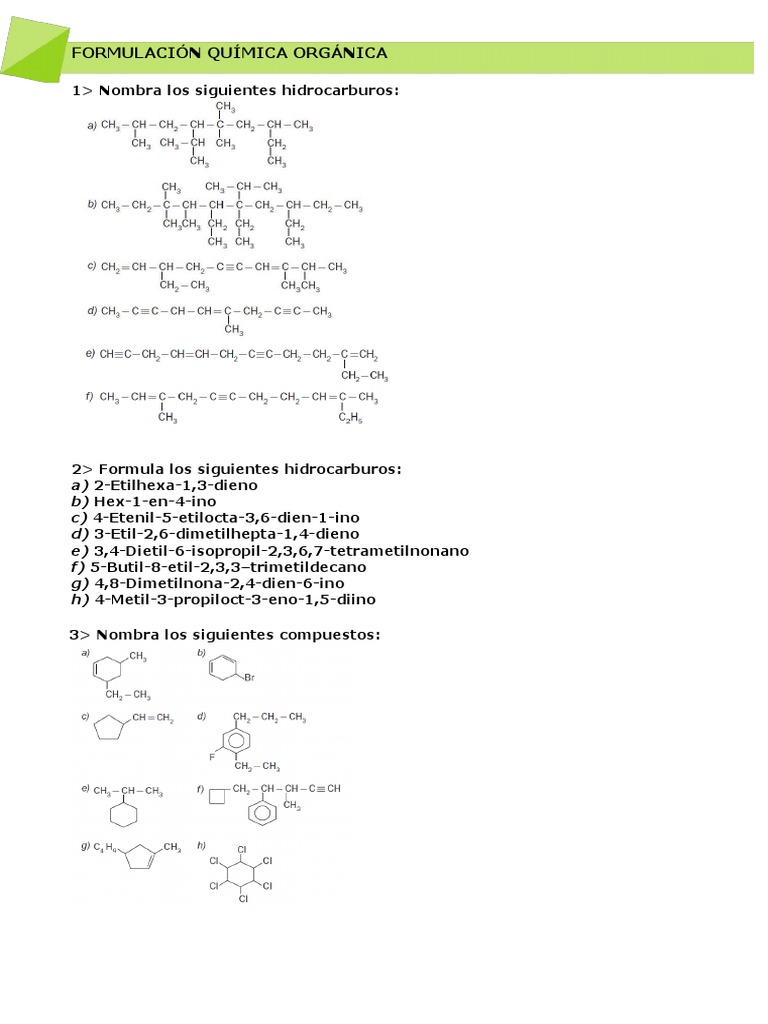Formulacion Organica | PDF | Átomos | Compuestos orgánicos