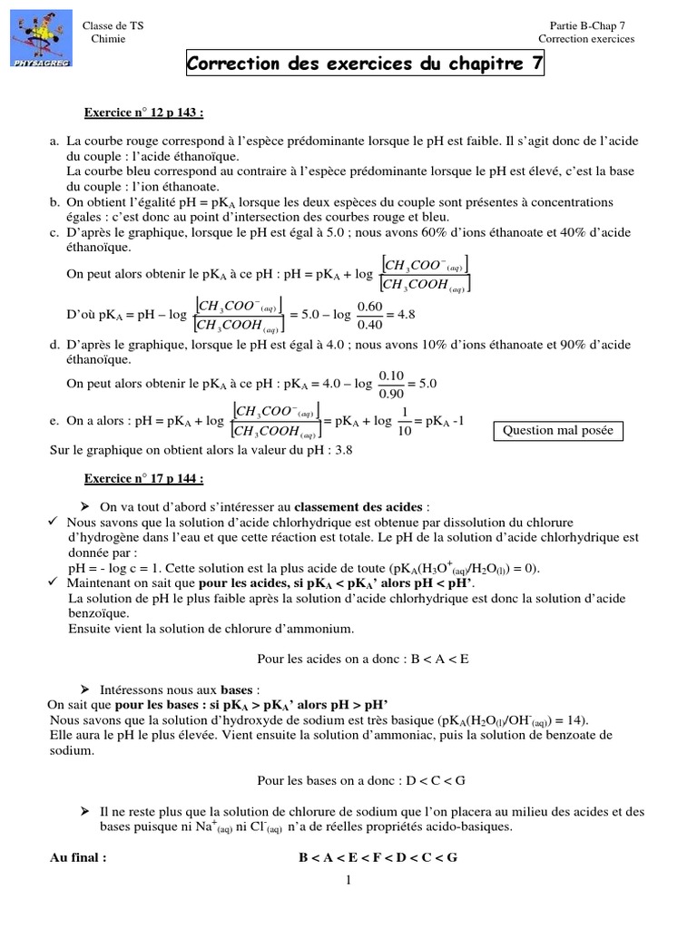 Correction Des Exercices Du Chapitre 7: Exercice N° 12 P 143 | PDF ...