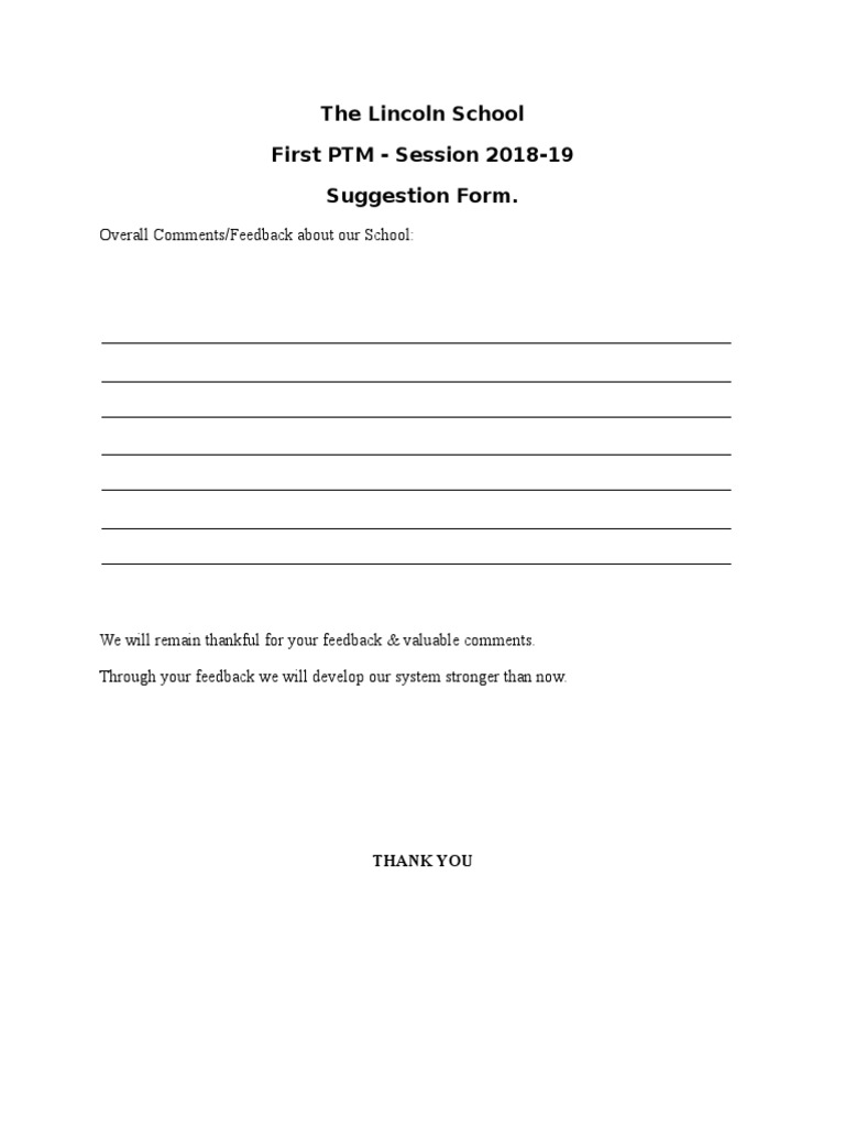 Suggestion Form PTM | PDF