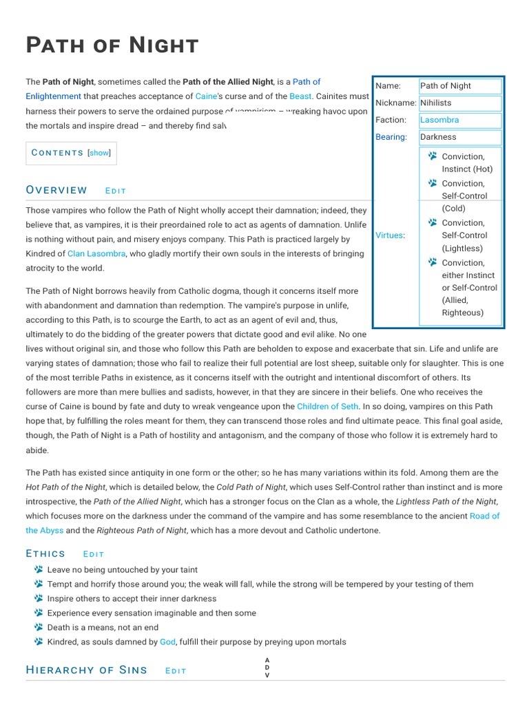 Path of Night - White Wolf - FANDOM Powered by Wikia PDF | PDF ...