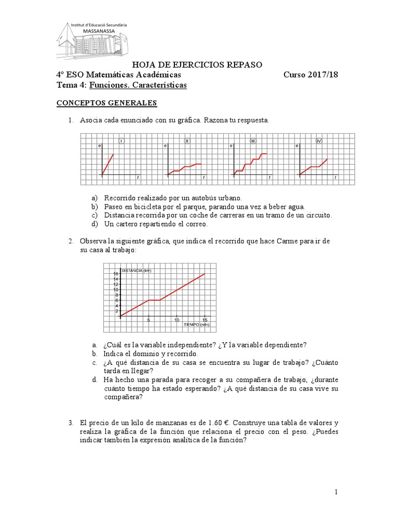 Funciones 4 Eso | PDF | Función (Matemáticas) | Enseñanza de matemática
