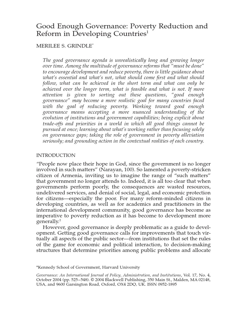j.0952-1895.2004.00256.x) Merilee S. Grindle - Good Enough Governance ...