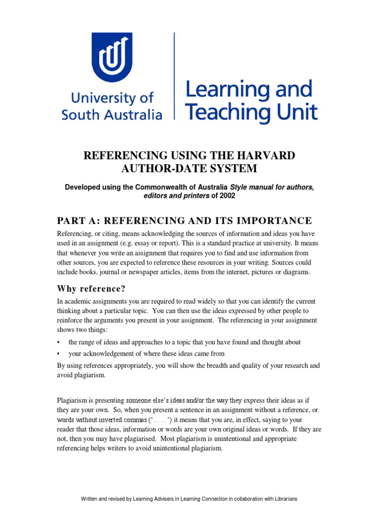 Referencing - Harvard Author-Date System | PDF | Language Arts & Discipline