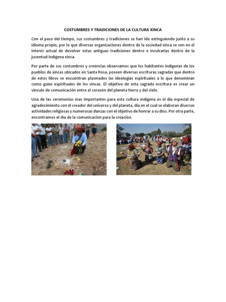 Tradiciones y Costumbres de los Xincas | PDF | Instituciones sociales ...