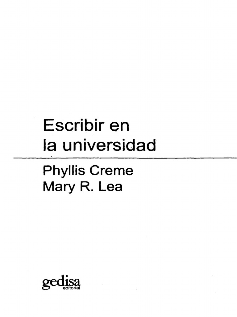 CREME Phyllis Y LEA Mary R - Escribir en La Universidad | PDF ...