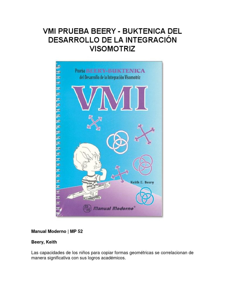 Vmi Prueba Beery - Buktenica Del Desarrollo De La Integración Visomotriz