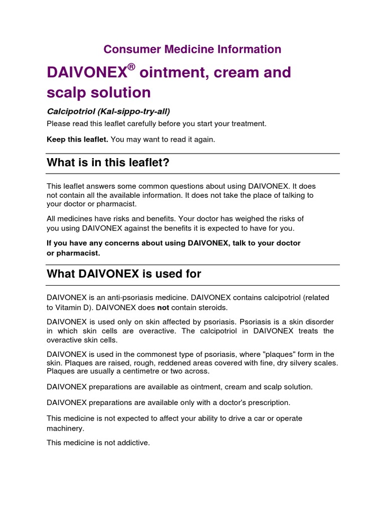 Daivonex | PDF | Psoriasis | Topical Medication