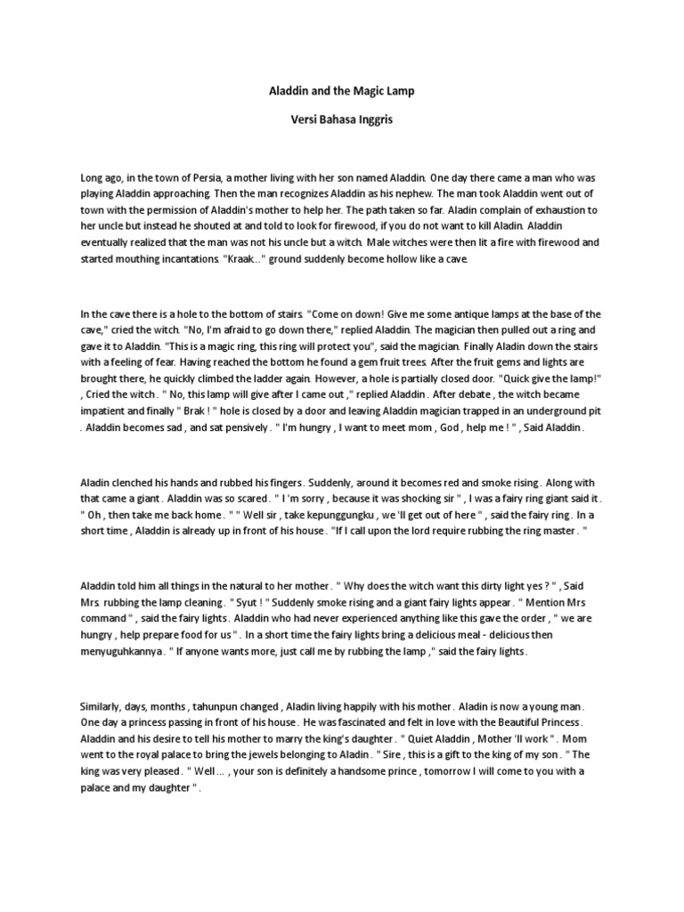 The Story of Aladdin and The Magic Lamp | PDF