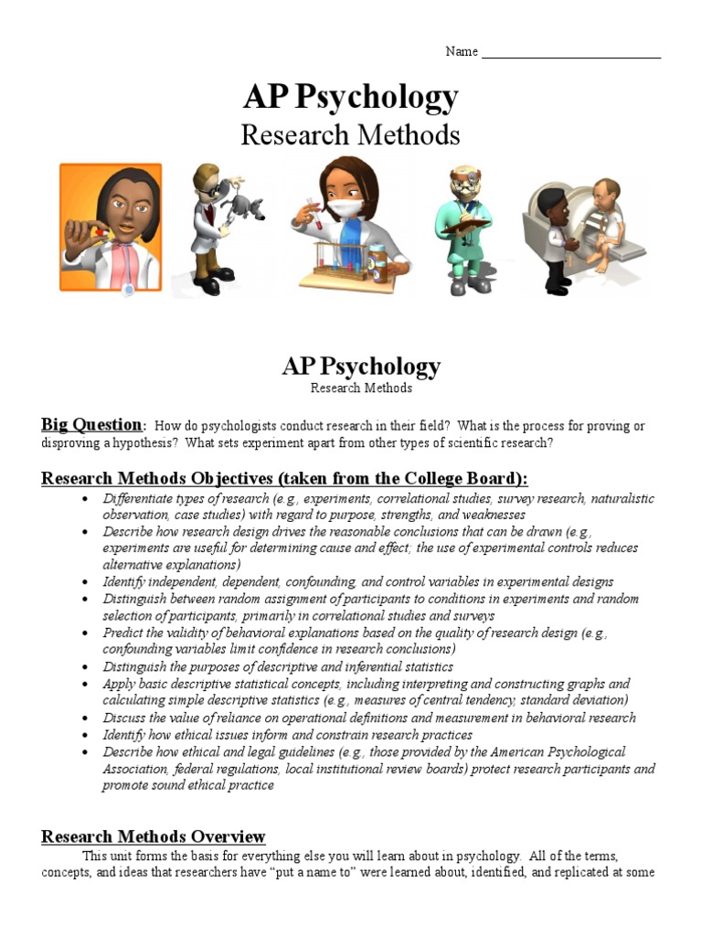 AP Psychology Research Methods Guide | PDF | Experiment | Scientific ...