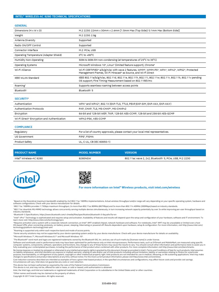 Intel Wireless-Ac-9260 PDF | PDF | Ieee 802.11 | License