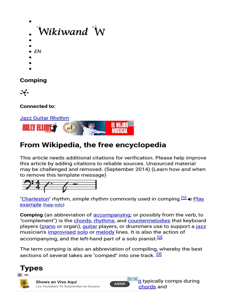 From Wikipedia, The Free Encyclopedia: Comping | PDF | Musical ...