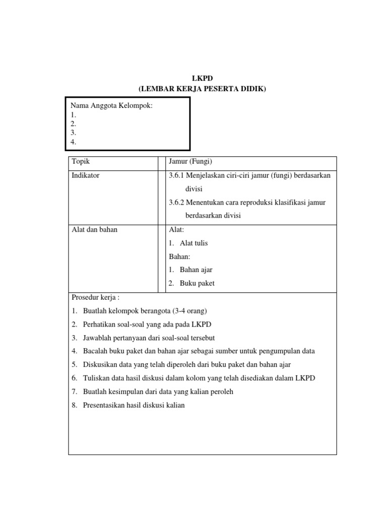 LKPD Jamur | PDF
