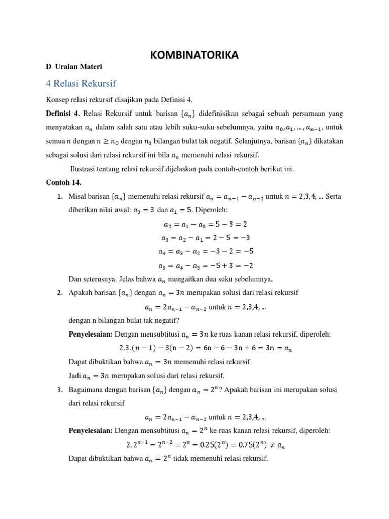 Relasi Rekursif dan Solusinya | PDF | Metode & Bahan Ajar | Sains ...