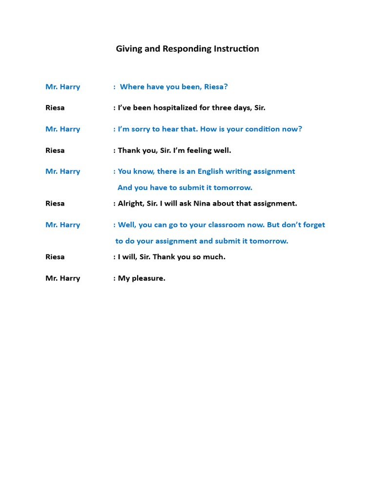 Giving and Responding Instruction | PDF