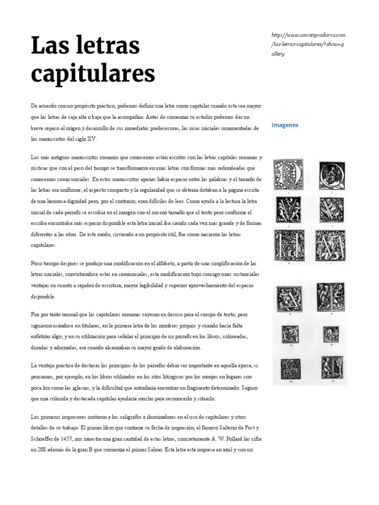 Letras Capitulares | PDF | Imprenta | Tipografía