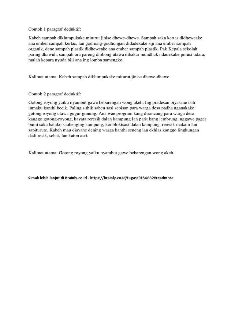 Contoh 1 Paragraf Deduktif | PDF