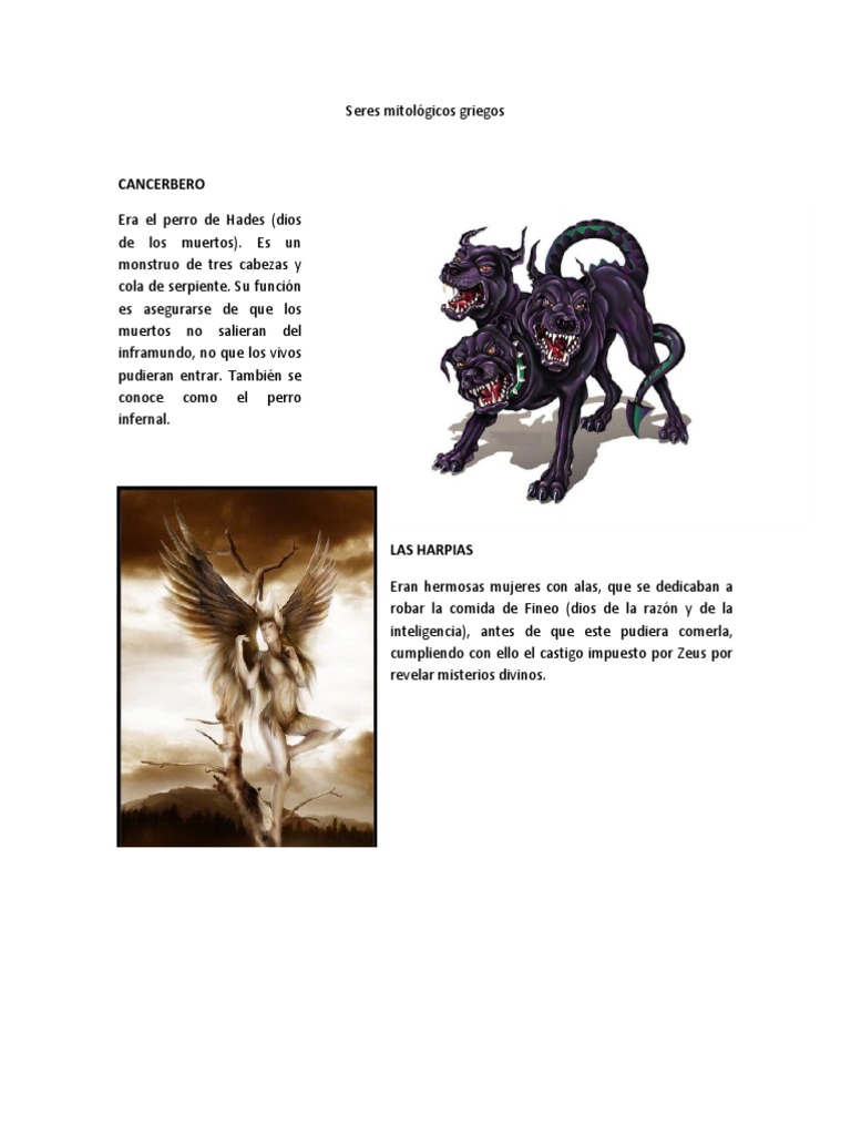 Seres Mitológicos Griegos | PDF | Esfinge | Mitología griega