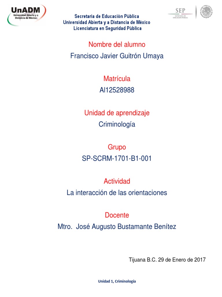 SCRM U1 A2 Frgu | PDF | Criminología | Las emociones